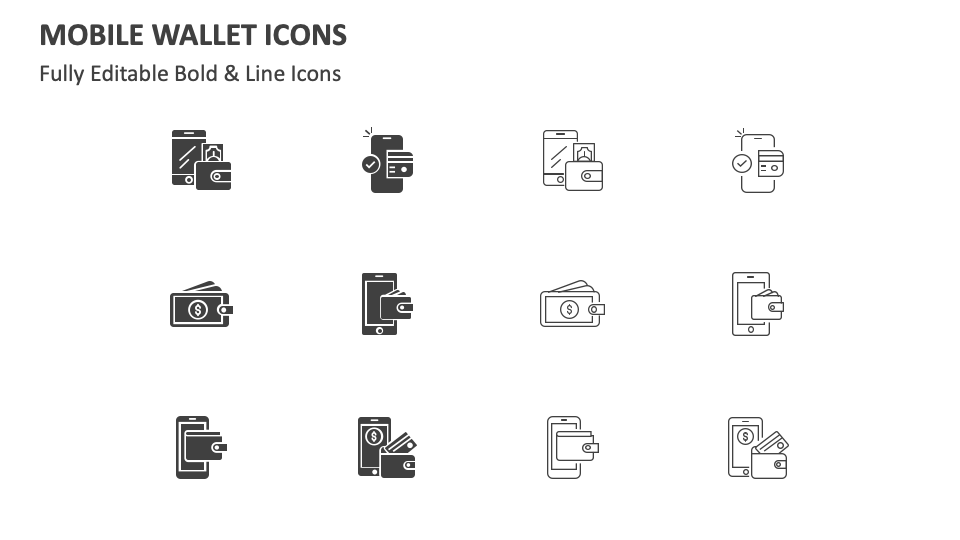 Mobile Wallet Icons for PowerPoint and Google Slides - PPT Slides