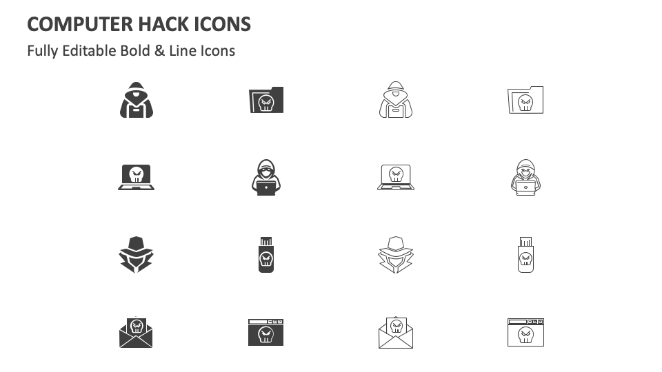 Computer Hack Icons for PowerPoint and Google Slides - PPT Slides