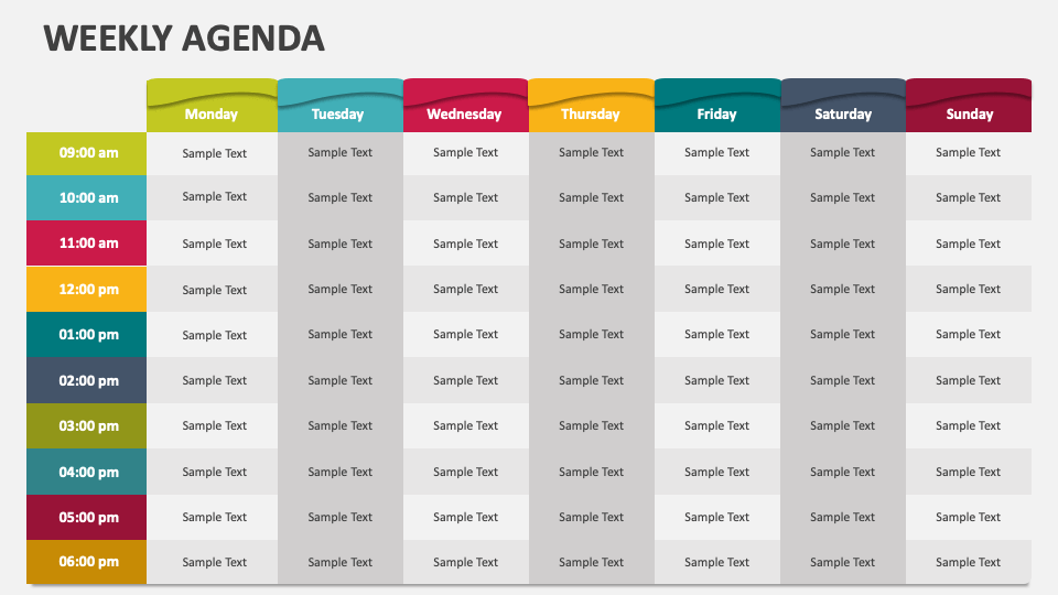 Weekly Agenda PowerPoint Presentation Slides - PPT Template