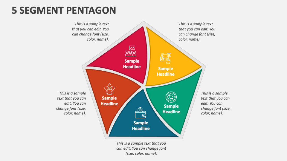 5 Segment Pentagon PowerPoint Presentation Slides - PPT Template