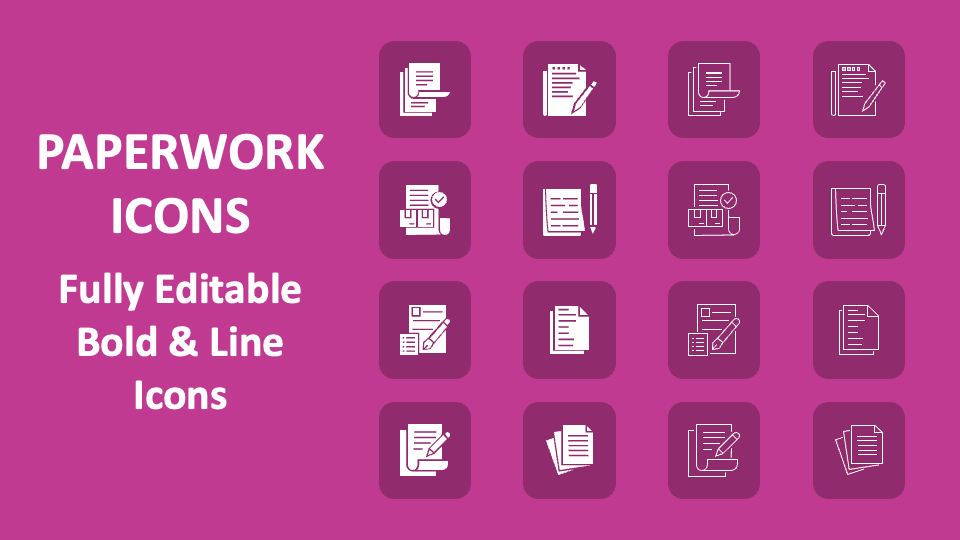 Paperwork Icons for PowerPoint and Google Slides - PPT Slides