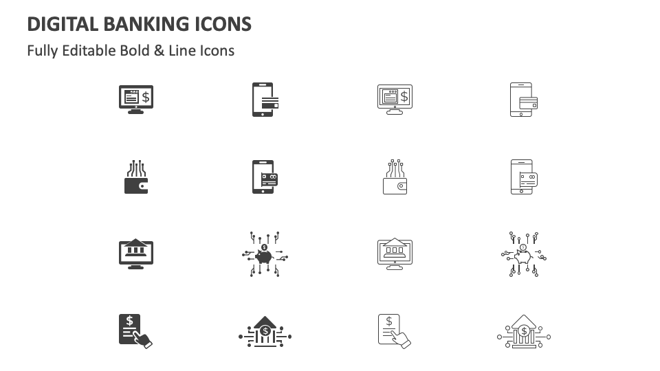 Digital Banking Icons for PowerPoint and Google Slides - PPT Slides