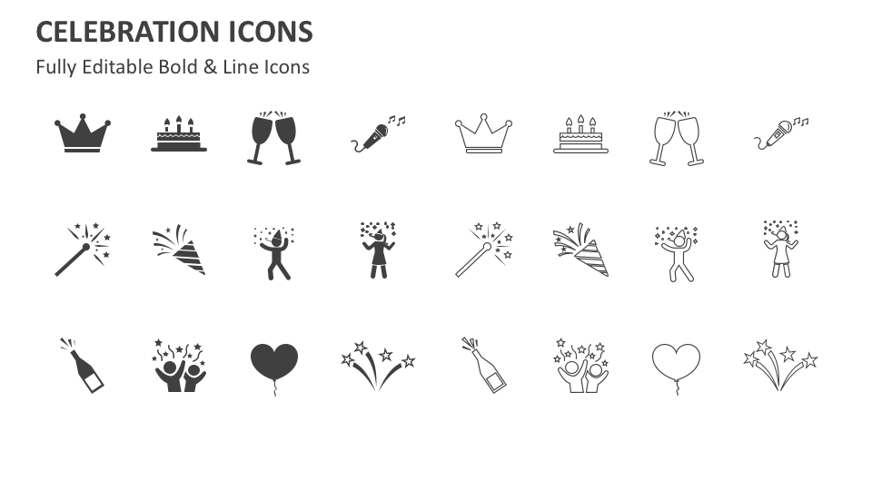 Celebration Icons PowerPoint Presentation Slides - PPT Template
