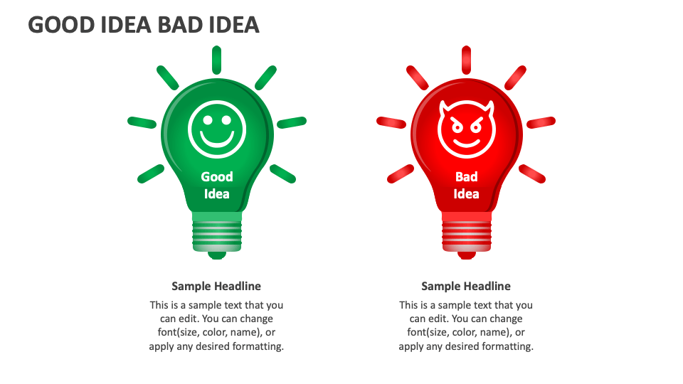 Good Idea Bad Idea PowerPoint and Google Slides Template - PPT Slides