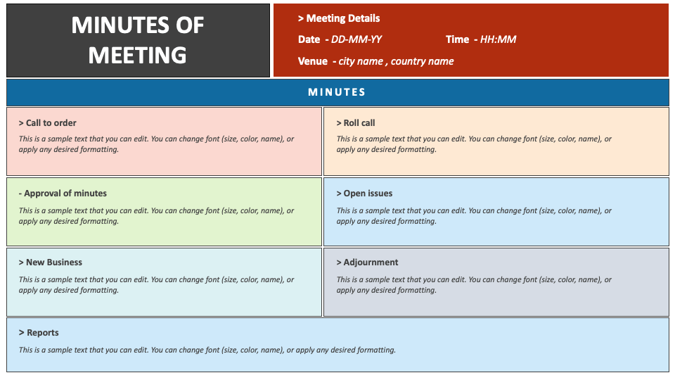 Minutes of Meeting PowerPoint and Google Slides Template - PPT Slides