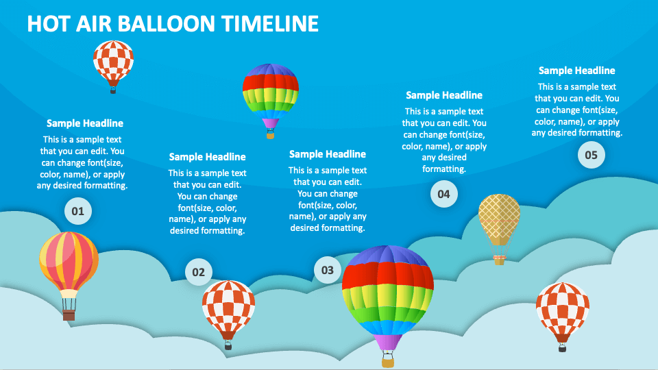 Hot Air Balloon Timeline PowerPoint and Google Slides Template - PPT Slides