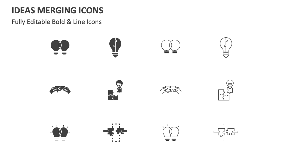 Ideas Merging Icons for PowerPoint and Google Slides - PPT Slides