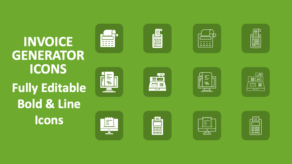 Invoice Generator Icons for PowerPoint and Google Slides - PPT Slides