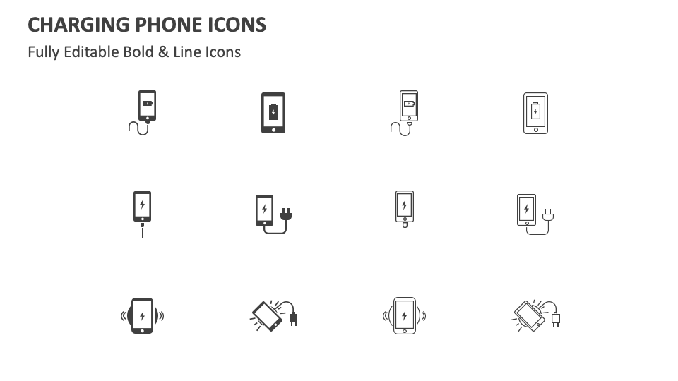 Charging Phone Icons for PowerPoint and Google Slides - PPT Slides