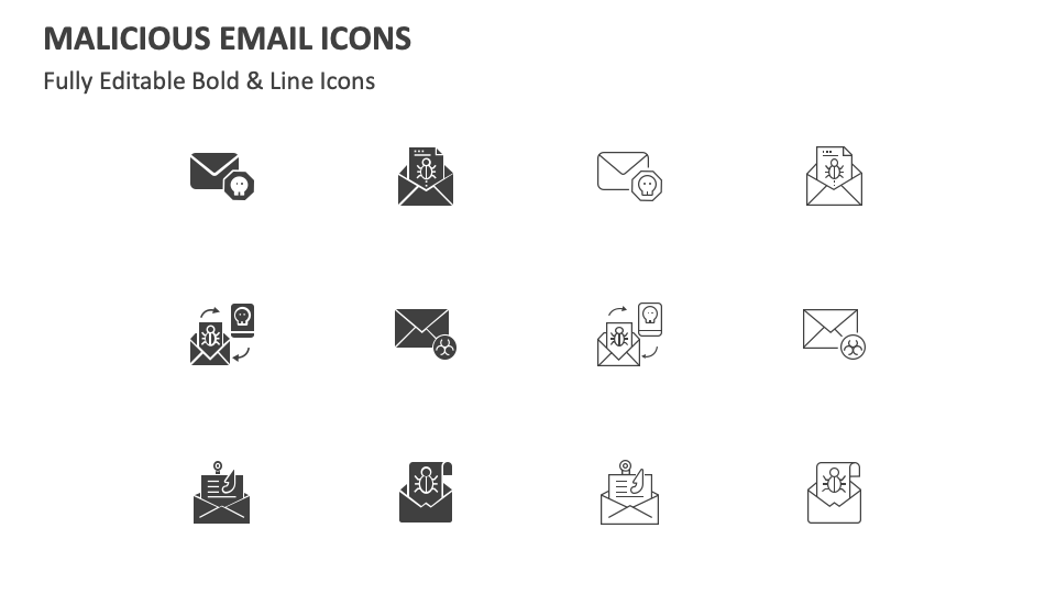 Malicious Email Icons for PowerPoint and Google Slides - PPT Slides