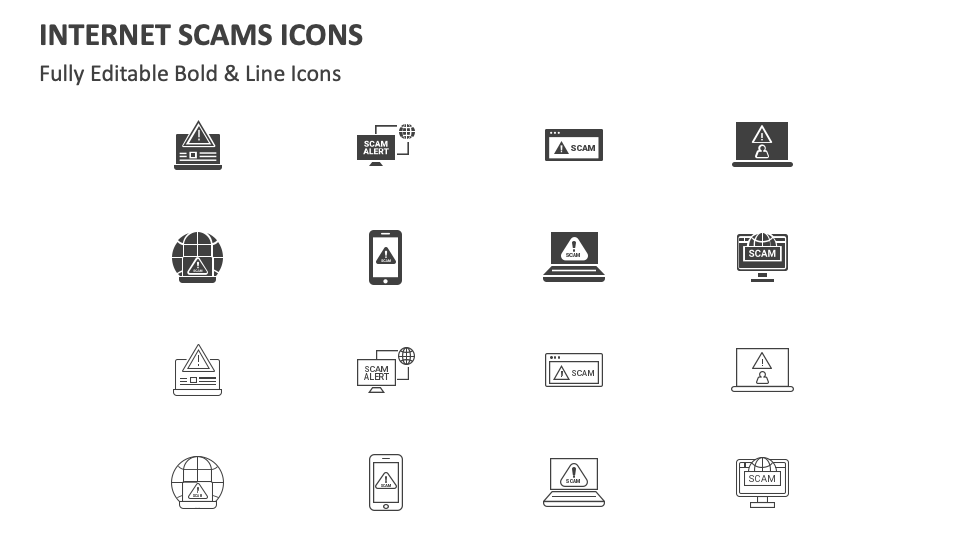 Internet Scams Icons for PowerPoint and Google Slides - PPT Slides
