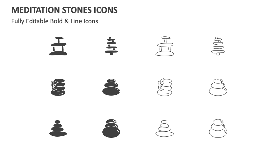Meditation Stones Icons for PowerPoint and Google Slides - PPT Slides