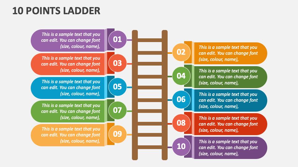 10 Points Ladder PowerPoint and Google Slides Template - PPT Slides