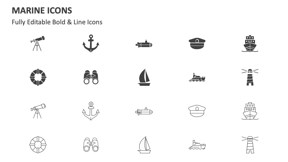 Marine Icons for PowerPoint and Google Slides - PPT Slides
