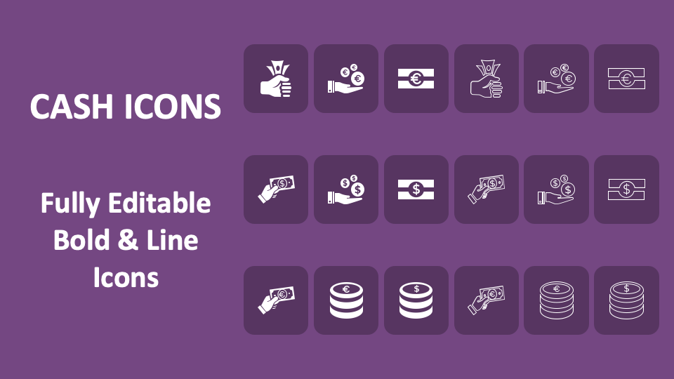 Cash Icons for PowerPoint and Google Slides - PPT Slides