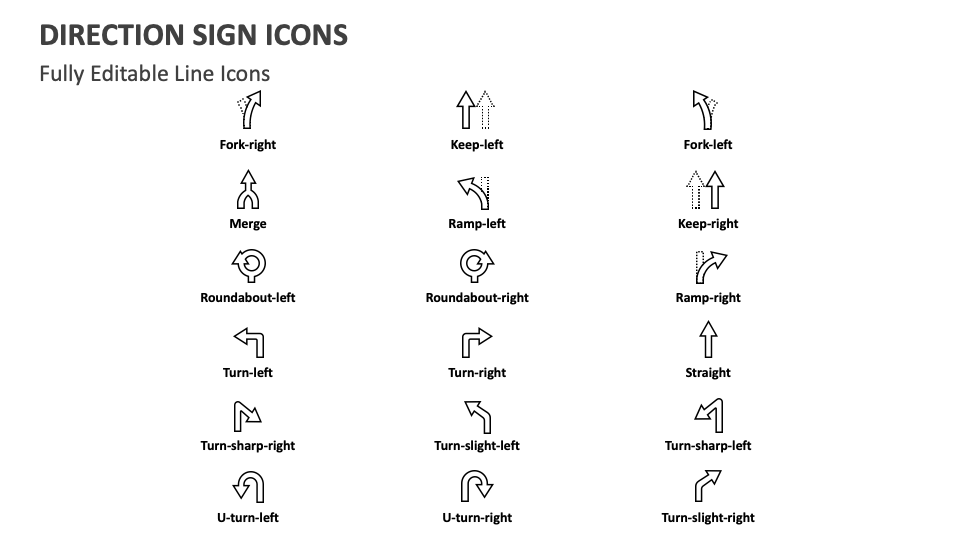 Direction Sign Icons for PowerPoint and Google Slides - PPT Slides