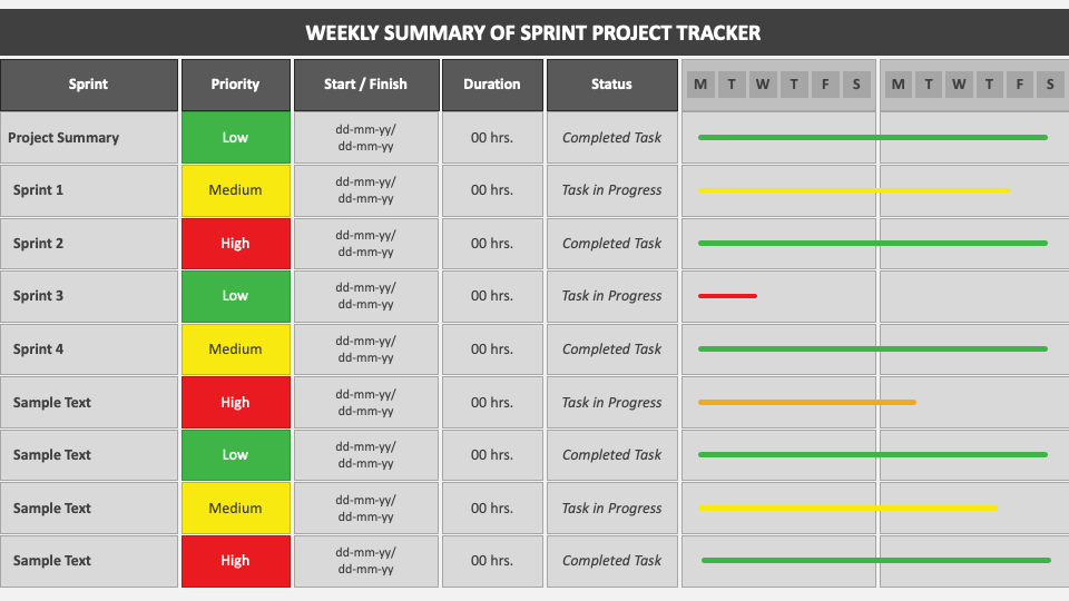 Weekly Sprint Tracking PowerPoint and Google Slides Template - PPT Slides