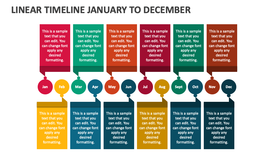 Linear Timeline January to December PowerPoint and Google Slides ...