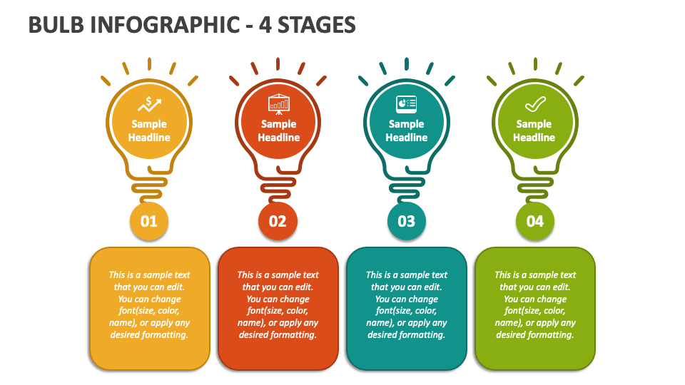 Bulb Infographic - 4 Stages PowerPoint Presentation Slides - PPT Template