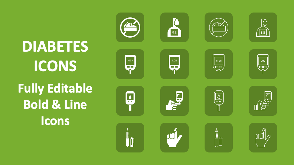 Diabetes Icons for PowerPoint and Google Slides - PPT Slides