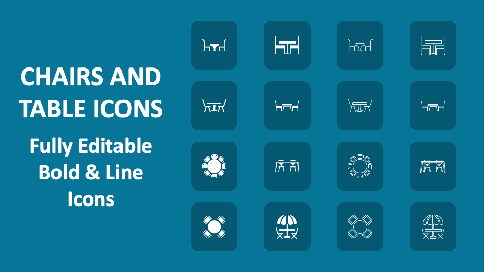 Chairs and Table Icons for PowerPoint and Google Slides - PPT Slides