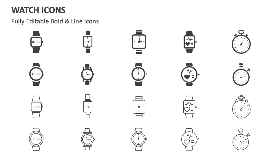Watch Icons for PowerPoint and Google Slides - PPT Slides