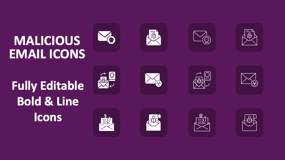 Malicious Email Icons for PowerPoint and Google Slides - PPT Slides