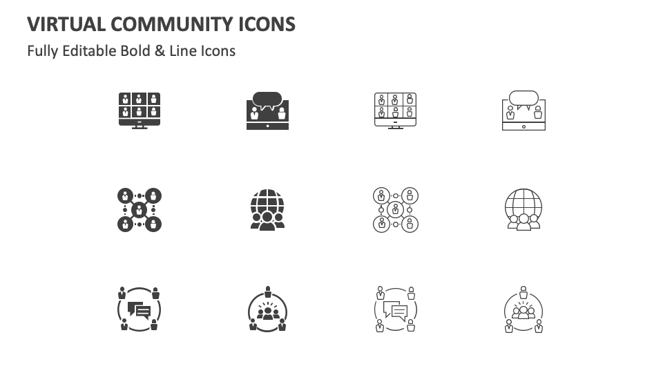 Virtual Community Icons for PowerPoint and Google Slides - PPT Slides