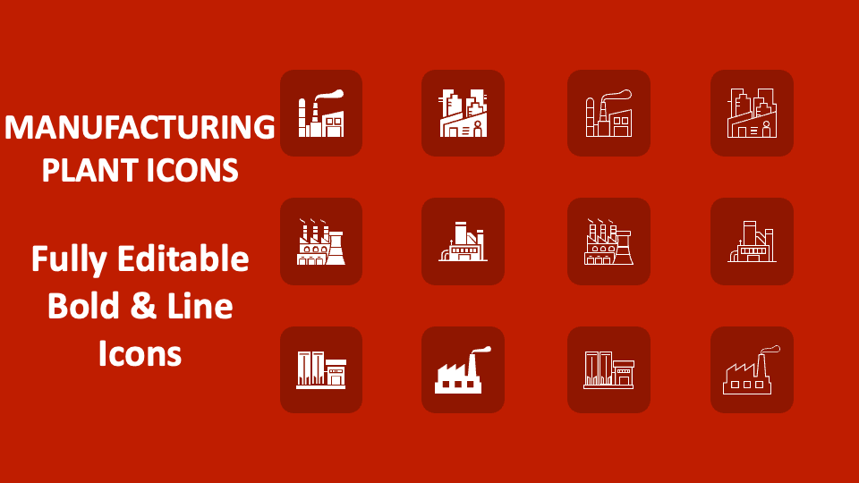 Manufacturing Plant Icons for PowerPoint and Google Slides - PPT Slides