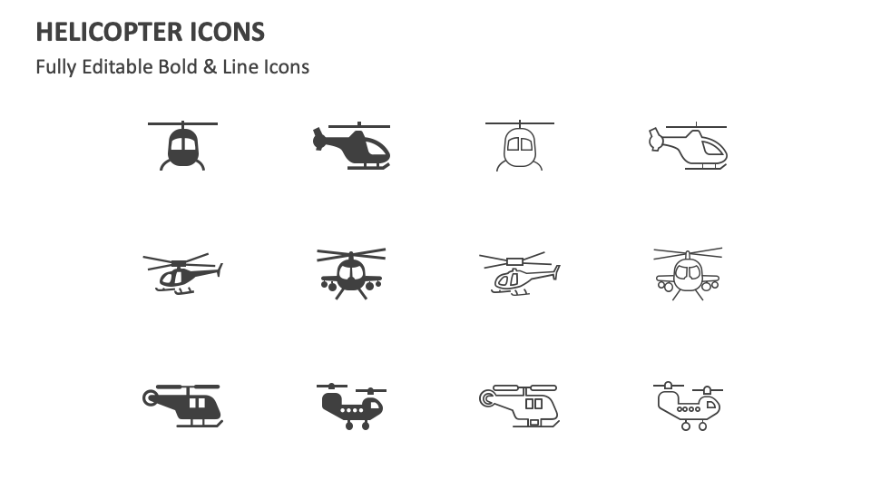 Helicopter Icons for PowerPoint and Google Slides - PPT Slides