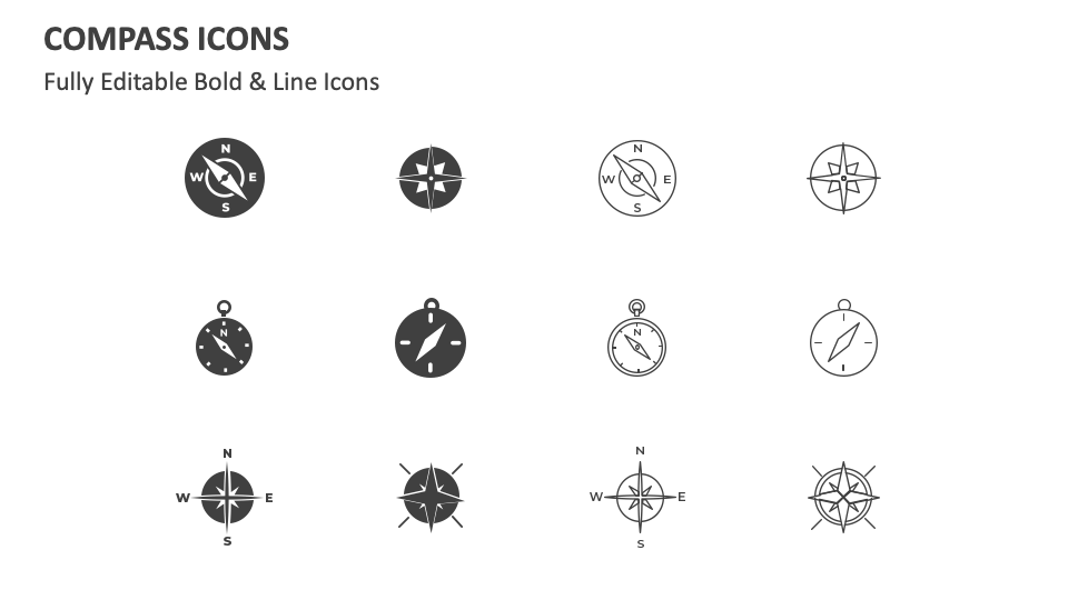 Compass Icons for PowerPoint and Google Slides - PPT Slides