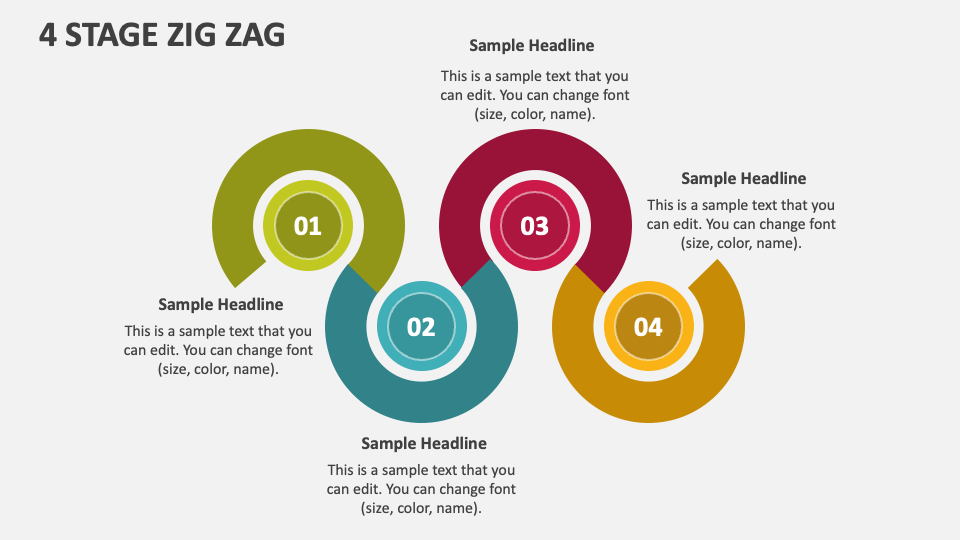 4 Stage Zig Zag PowerPoint Presentation Slides - PPT Template