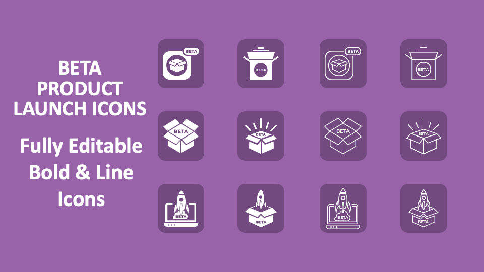 Beta Product Launch Icons for PowerPoint and Google Slides - PPT Slides