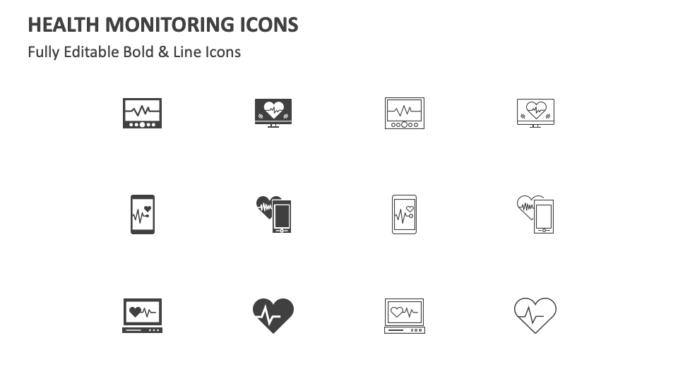 Health Monitoring Icons for PowerPoint and Google Slides - PPT Slides