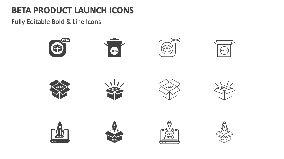 Beta Product Launch Icons for PowerPoint and Google Slides - PPT Slides