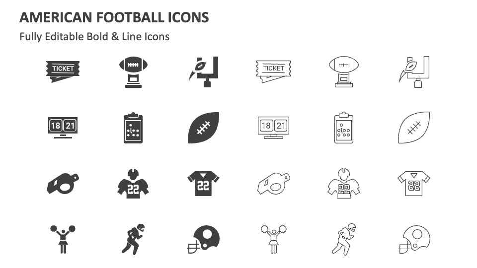 American Football Icons for PowerPoint and Google Slides - PPT Slides