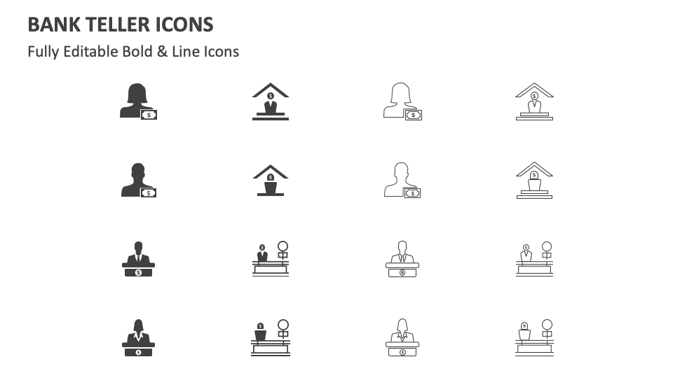 Bank Teller Icons for Google Slides and PowerPoint