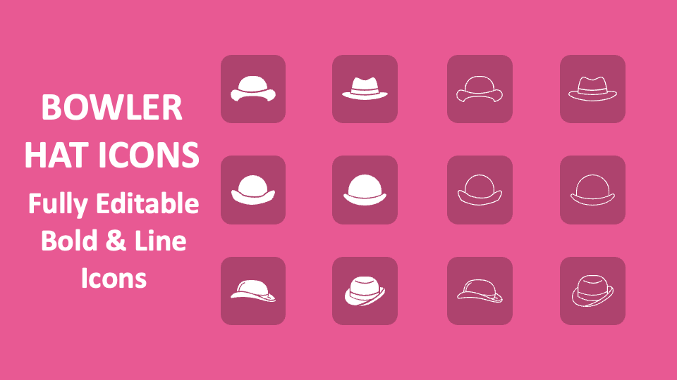 Bowler Hat Icons for Google Slides and PowerPoint