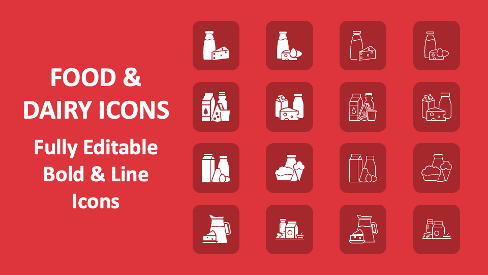 Food & Dairy Icons for Google Slides and PowerPoint