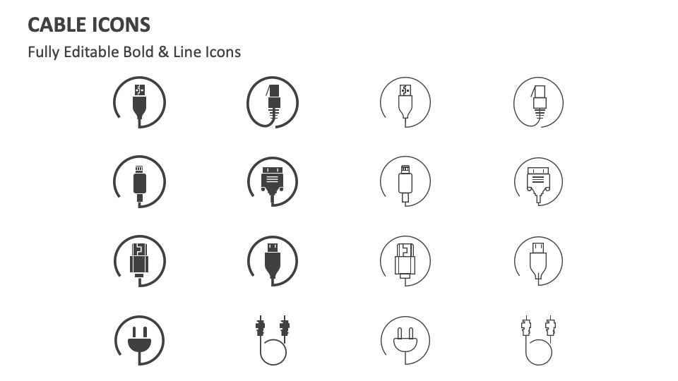 Cable Icons for PowerPoint and Google Slides - PPT Slides