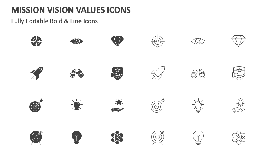 Mission Vision Values Icons for Google Slides and PowerPoint