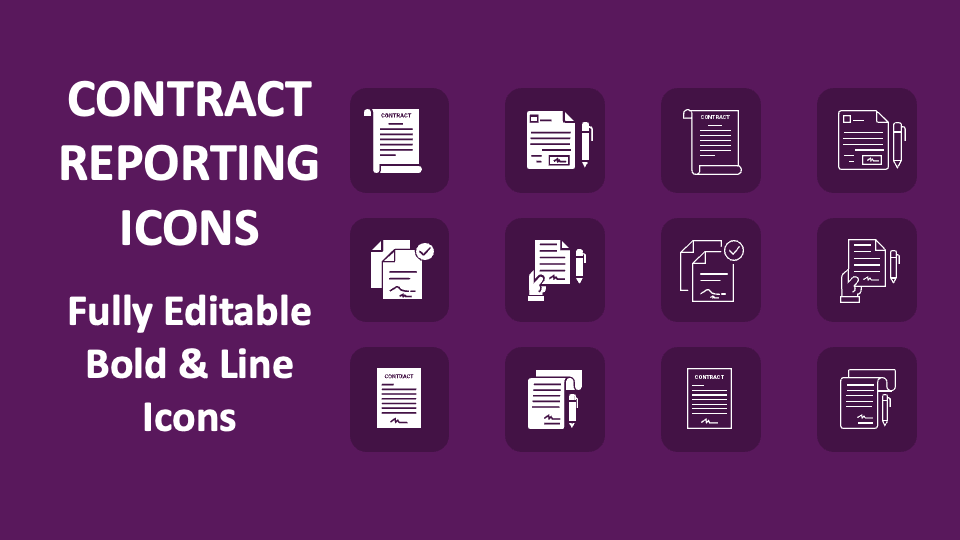 Contract Reporting Icons for Google Slides and PowerPoint