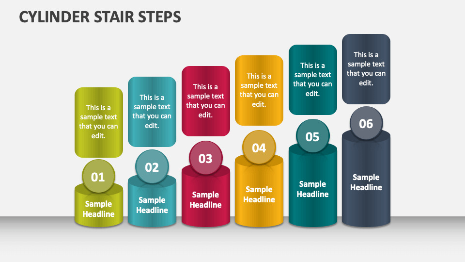Cylinder Stair Steps PowerPoint and Google Slides Template - PPT Slides