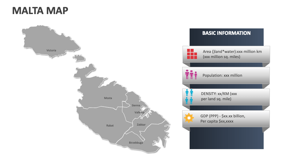 Malta Map for Google Slides and PowerPoint - PPT Slides