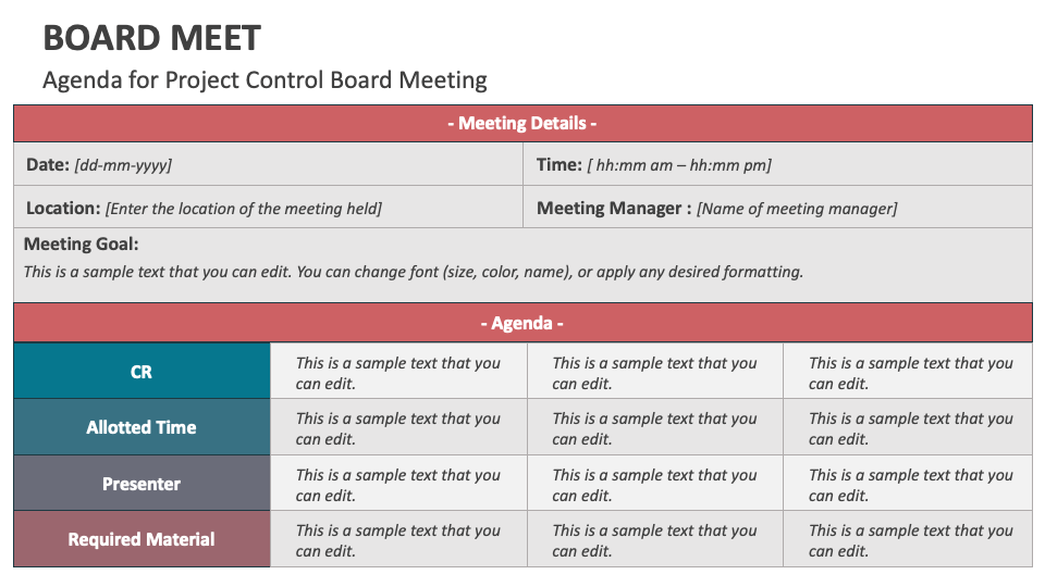 Board Meet PowerPoint and Google Slides Template - PPT Slides