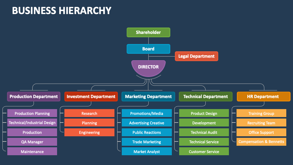 Business Hierarchy Template for Google Slides and PowerPoint - PPT Slides