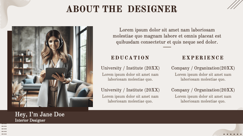 Interior Designer Portfolio Template for Google Slides and PowerPoint ...