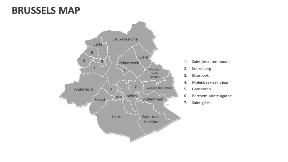 Brussels Map for Google Slides and PowerPoint - PPT Slides