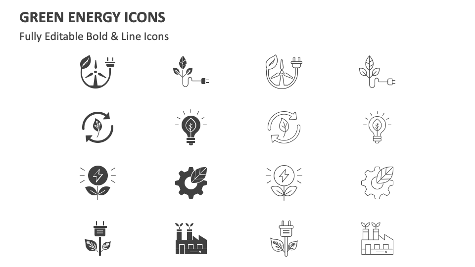 Green Energy Icons for Google Slides and PowerPoint