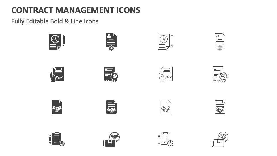 Contract Management Icons for Google Slides and PowerPoint